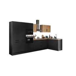 K&uuml;chenblock mit E-Ger&auml;ten CORNWALL (Ecke-Backofen-K&uuml;hlschrank-Mikrowelle-Apotheker) III