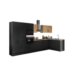 K&uuml;chenblock mit E-Ger&auml;ten CORNWALL (Ecke-Backofen-Geschirrsp&uuml;ler-K&uuml;hlschrank-Mikrowelle-Apotheker) III