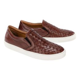 Casanova Kalbleder-Flecht-Slipper, 43 - Whisky, aus Leder