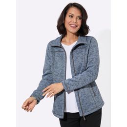 WITT Damen Strickfleece-Jacke mit Teilungsn&auml;hten, bleu-meliert, Gr&ouml;&szlig;e 40