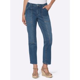 Heine Damen Gerade Jeans, Blau, Gr. 42, Straight, Material: Baumwolle