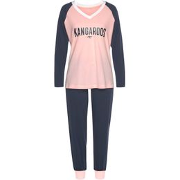 Kangaroos Damen Pyjama, Rosa, Gr. 44/46, Pyjamas, 100% Baumwolle