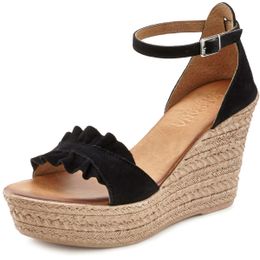 Lascana Damen Sandalette, Schwarz, Gr. 37, Sandalen & Sandaletten, Material: Leder