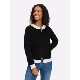 Heine Damen Strickjacke, Schwarz, Gr. 42, Basic Strickjacken, 100% Baumwolle