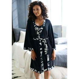 Damen Kimono, Schwarz, Gr. 36/38, French Connection, Badem&auml;ntel & Morgenm&auml;ntel, Material: Viskose