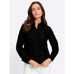 Heine Damen Hemdbluse, Schwarz, Gr. 46, Blusen langarm, Material: Polyester