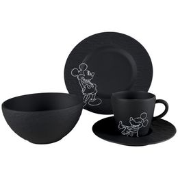 Villeroy & Boch Villeroy & Boch Fr&uuml;hst&uuml;cksservice Manufacture Rock Mickey, Schwarz, Keramik, 4-teilig, Maus, Essen & Trinken, Geschirr, Geschirr-Sets, Kaffeeservice