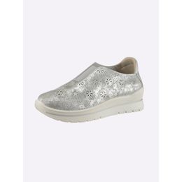 Heine Damen Slipper, Silberfarben, Gr. 42, Mokassins & Slippers, Material: Synthetik