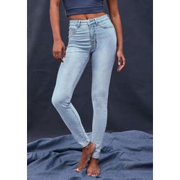 Lascana Damen Jeansjeggings, Blau, Gr. 46, R&ouml;hrenhosen, Material: Baumwolle