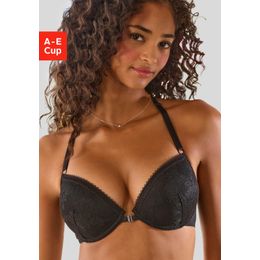 Lascana Damen Push-up-BH, Schwarz, Gr. 80A, Push-Up-BHs, Material: Polyamid