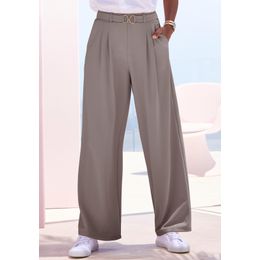Lascana Damen Schlupfhose, Braun, Gr. 38, Sommerhosen, Material: Polyester