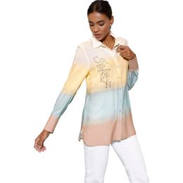 CR&Eacute;ATION L Damen Longbluse vanille-kalkmint-bedruckt Gr&ouml;&szlig;e 38