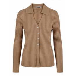 Peter Hahn - Polo-Strickjacke, braun, Gr. 42 / M - Schurwolle