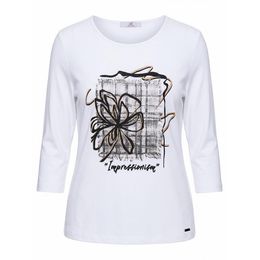 Emilia Lay - Rundhals-Shirt mit 3/4-Arm, weiss, Gr. 46 / L