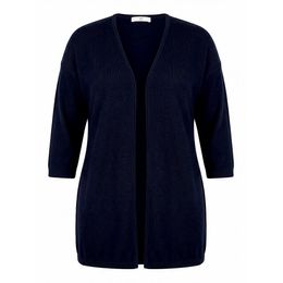 Emilia Lay - Long-Strickjacke mit 3/4-Arm, blau, Gr. 52 / XXL - Schurwolle