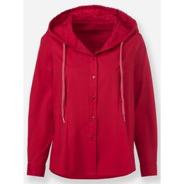 Heine Witt Damen Langarm-Bluse mit Kapuze, rot, Gr&ouml;&szlig;e 44