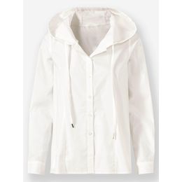 Heine Witt Damen Langarm-Bluse mit Kapuze, wei&szlig;, Gr&ouml;&szlig;e 36
