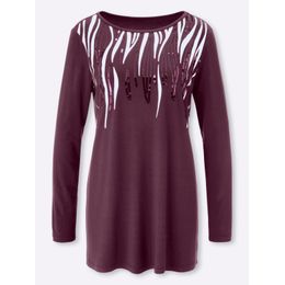 WITT Damen Longshirt mit Pailletten, petrol, Gr&ouml;&szlig;e 54