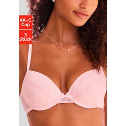 Damen Push-up-BH, PETITE FLEUR BY LASCANA, Gr. 70ros&eacute;, wei&szlig;, schwarz, Spitze, Obermaterial: 60% Polyamid, 35% Polyester, 5% Elasthan, BHs, mit