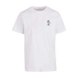 MisterTee Herren T-Shirt "MisterTee Herren More Espresso Less Depresso Tee EMB"wei&szlig;, Gr. XS, bedruckt, 100% Baumwolle, Shirts