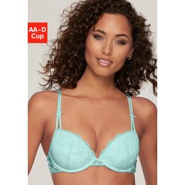 Lascana Damen Push-up-BH "Nikoletta", Gr. 75t&uuml;rkis, Spitze, Obermaterial: 60% Polyamid, 35% Polyester, 5% Elasthan, BHs, mit aufregender Schn&uuml;rung an