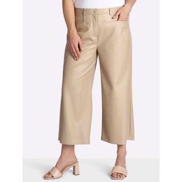 sheego Damen Lederimitathosebeige, Gr. 42, unifarben, 100% Polyester, Hosen