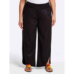 sheego Damen Strandhoseschwarz, Gr. 52, unifarben, 100% Viskose, Hosen