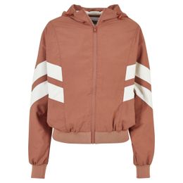 Urban Classics Damen Allwetterjacke "Urban Classics Damen Ladies Crinkle Batwing Jacket", braun, Gr. 5XL, gestreift, 100% Polyamid, M&auml;ntel