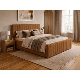 Polsterbett OTTO HOME, B:201cm H:112cm L:220cm, braun, 100% Polyester, Betten, "MOIVRE, vertikale Steppung in Rillenoptik, wahlweise mit Bettkasten",