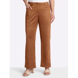sheego Damen Lederimitathosecognac, Gr. 52, unifarben, 90% Polyester, 10% Elasthan, Hosen