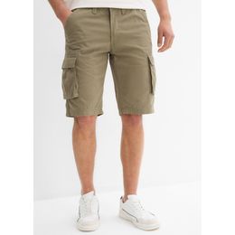 bonprix Herren Cargobermudasoliv, Gr. 48, Web, Obermaterial: 100% Baumwolle, Hosen, Cargohose, aus Baumwolle, mit Pattentaschen, relaxed fit