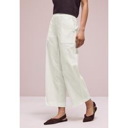 Street One Damen Stoffhose, wei&szlig;, Gr. 40, unifarben, Web, 100% Baumwolle, Hosen, High Waist