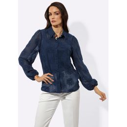 CR&Eacute;ATION L CREATION L Damen Hemdbluse, blau, Gr. 40, unifarben, 100% Polyester, Besatz:100% Polyamid, Blusen