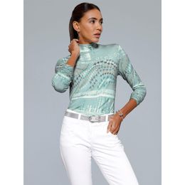 CR&Eacute;ATION L CREATION L Damen Stehkragenshirt "Druck-Shirt"kalkmint, zartmint, bedruckt, Gr. 40, gemustert, 95% Viskose, 5% Elasthan, Shirts