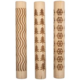 buttinette Holz Motivmuster Roller "Tree", 3 St&uuml;ck