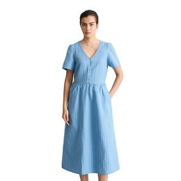 Marc O'Polo Damen Midikleid "aus Leinen-Baumwolle-Mix"light blau, Gr. L, MARC O'POLO DENIM, unifarben, Obermaterial: 56% Leinen, 44% Baumwolle, Kleider