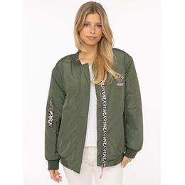 Zwillingsherz Blouson "Wild At Heart" in Khaki/ Pink - 57% | Gr&ouml;&szlig;e XL | Damenjacken