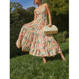 Milan Kiss Kleid in Creme/ T&uuml;rkis/ Rosa - 60% | Gr&ouml;&szlig;e M | Damen-kleider