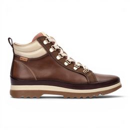 Pikolinos Damen braune Leder-Sneaker Winter-Schn&uuml;rstiefel &ndash; Vigo