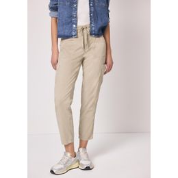 Street One Damen Cargohose, beige, Gr. 44, unifarben, Stoff, 60% Lyocell, 37% Baumwolle, 3% Elasthan, Hosen, im Cargo-Style