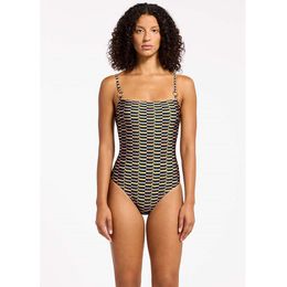 Jets Badeanzug in Gr&uuml;n/ Beige/ Schwarz - 56% | Gr&ouml;&szlig;e L | Damen-bademode