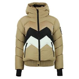 Peak Mountain Ski-/ Snowboardjacke "Arulis" in Beige/ Schwarz/ Wei&szlig; - 39% | Gr&ouml;&szlig;e S | Damen-outdoorjacken
