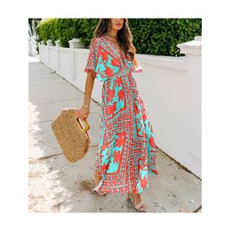 Milan Kiss Kleid in Orange/ Hellblau - 66% | Gr&ouml;&szlig;e XL | Damen-kleider
