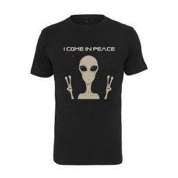 MisterTee Herren T-Shirt "MisterTee Herren I Come In Peace Tee"schwarz, Gr. M, bedruckt, 100% Baumwolle, Shirts