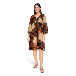 Cartoon Damen Tunikakleid "Damen mit Muster"camel, braun, Gr. 34, Obermaterial: 55% Leinen, 45% Viskose, Kleider
