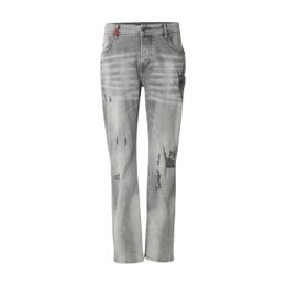 2Y Premium Herren Bequeme Jeans "2Y Premium CARLOS DESTROYED SLIM FIT JEANS"washed grau, Gr. 33, unifarben, 98% Baumwolle, 2% Elasthan, Jeans