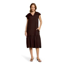 Cartoon Damen Druckkleid "Damen mit Fl&uuml;gel&auml;rmeln"dunkelbraun, Gr. 42, Obermaterial: 100% Viskose, Kleider