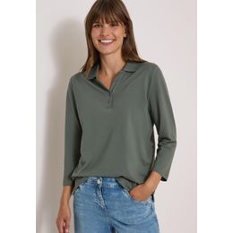 Cecil Damen Poloshirt, gr&uuml;n, Gr. XS, unifarben, Web;Stoff;Piqu&eacute;, 48% Baumwolle, 48% Modal, 4% Elasthan, Shirts, mit 3/4 &Auml;rmeln