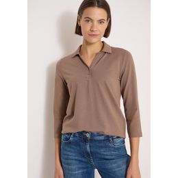 Cecil Damen Poloshirtcocoa taupe, Gr. XL, unifarben, Web;Stoff;Piqu&eacute;, 48% Baumwolle, 48% Modal, 4% Elasthan, Shirts, mit 3/4 &Auml;rmeln