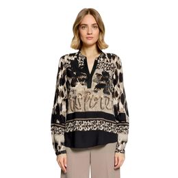 Betty Barclay Damen Longbluse "Damen mit Stehkragen"beige, schwarz, Gr. 46, Obermaterial: 100% Viskose, Blusen